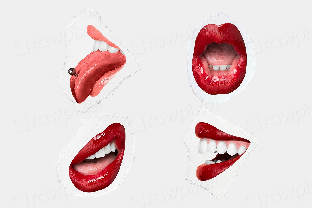 Red lips playful expression vector | Free Vector - rawpixel