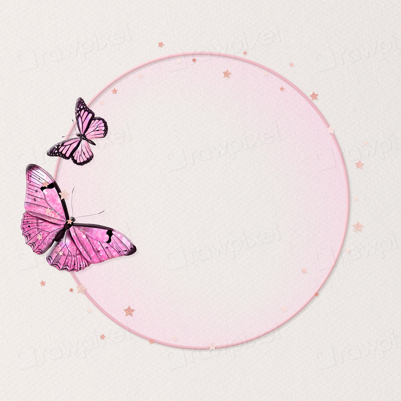 Shimmery pink butterfly frame circle | Free Photo - rawpixel