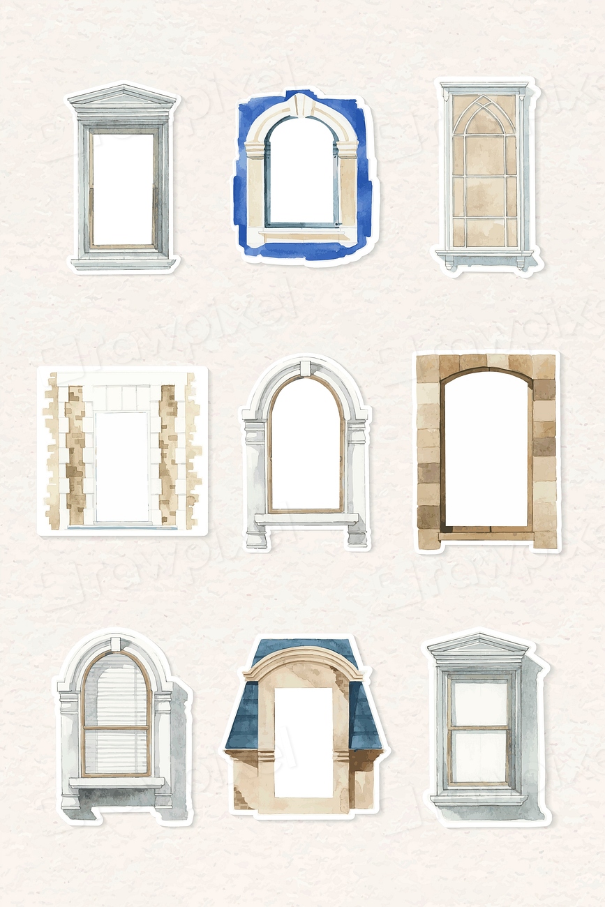Vintage European window architecture vector | Free Vector - rawpixel