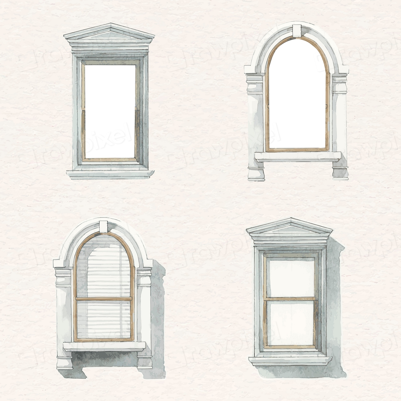 Vintage window architecture watercolor illustration | Free Photo - rawpixel