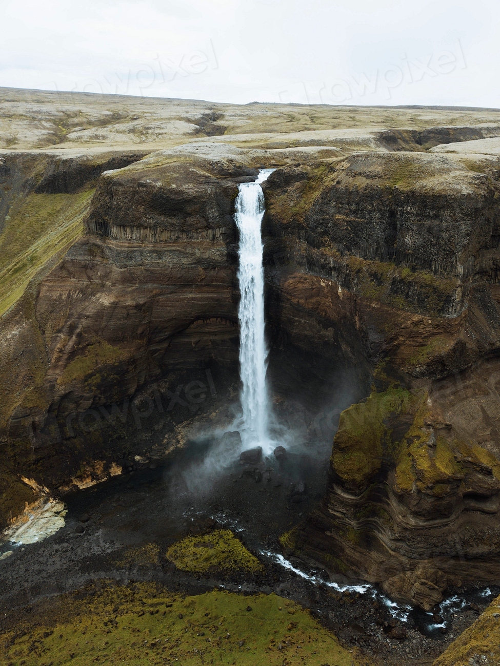 Drone shot Haifoss waterfall, Iceland | Premium Photo - rawpixel