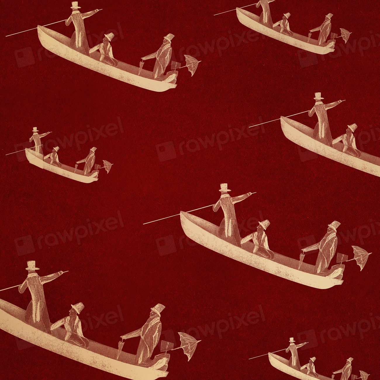 Victorian men in rowing boat | Premium PSD - rawpixel
