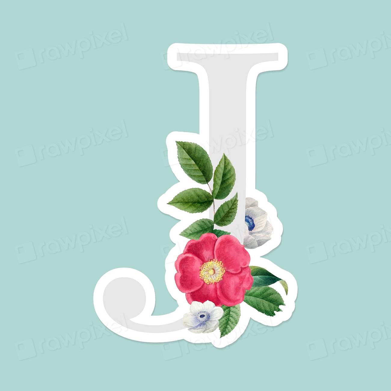 Flower decorated capital letter J | Premium Vector - rawpixel