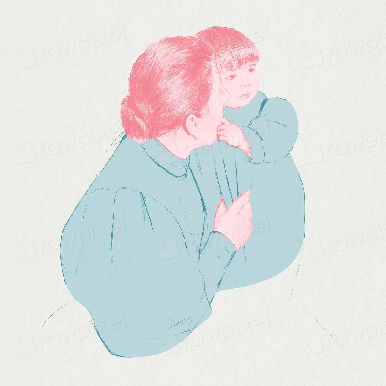 Vintage hand drawn mother her | Premium PSD Illustration - rawpixel