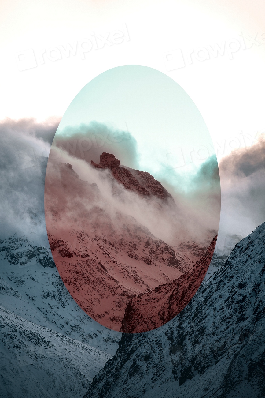 Snowy mountain peaks frame mockup | Premium PSD - rawpixel