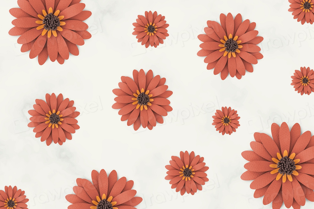 Orange paper craft daisy pattern | Premium PSD - rawpixel