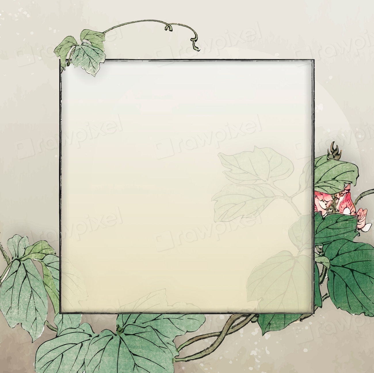 Leafy square frame design vector | Premium Vector - rawpixel
