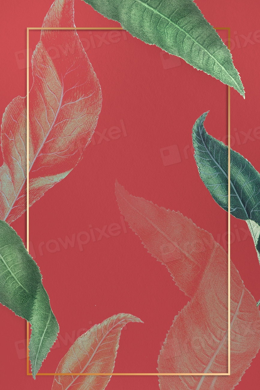 Metallic frame peach branches patterned | Premium PSD - rawpixel