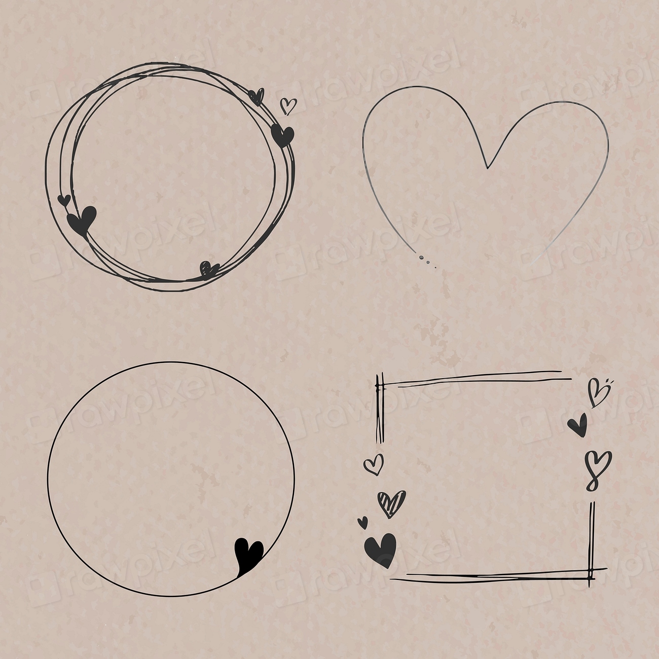 Doodle love frame collection vector | Premium Vector - rawpixel