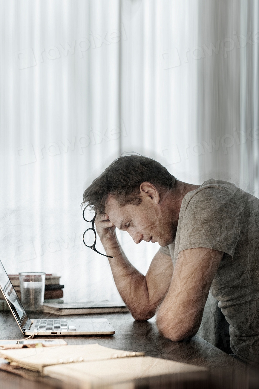 Man feeling stressed working home | Free Photo - rawpixel
