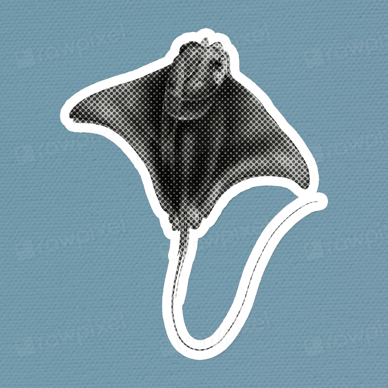 Halftone stingray sticker white border | Premium PSD - rawpixel