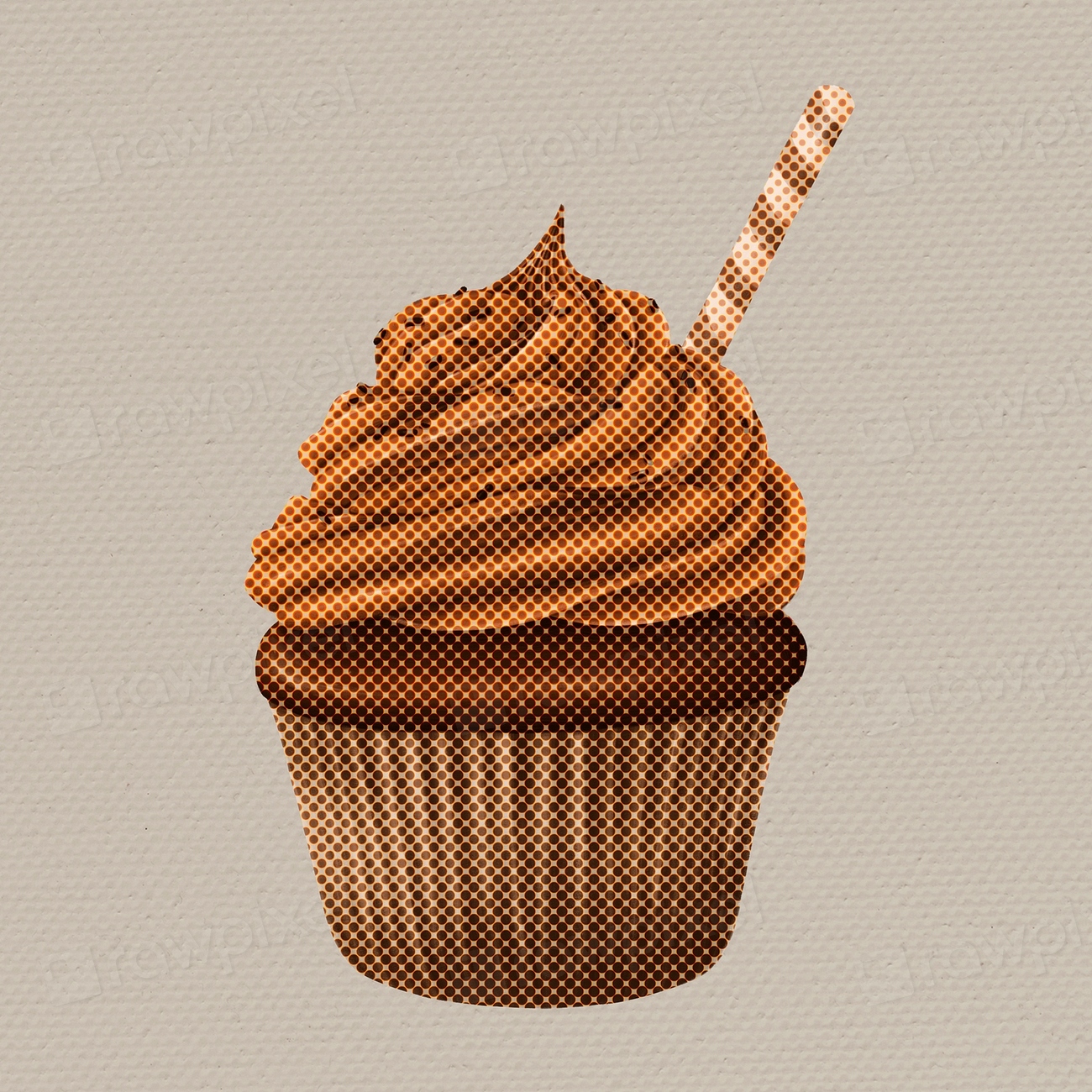 Halftone chocolate cupcake sticker design | Premium PSD - rawpixel