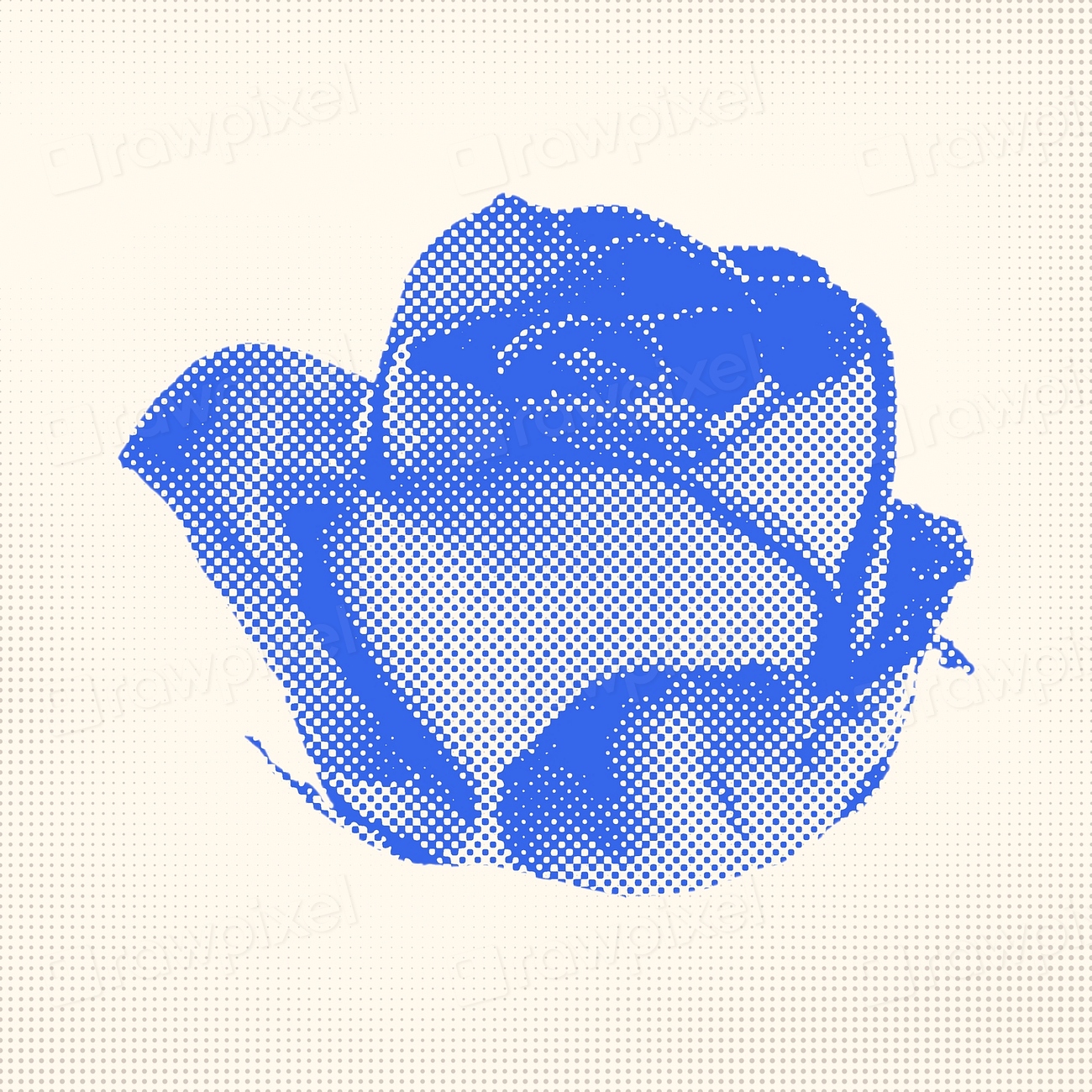 Halftone blue rose flower sticker | Premium PSD - rawpixel