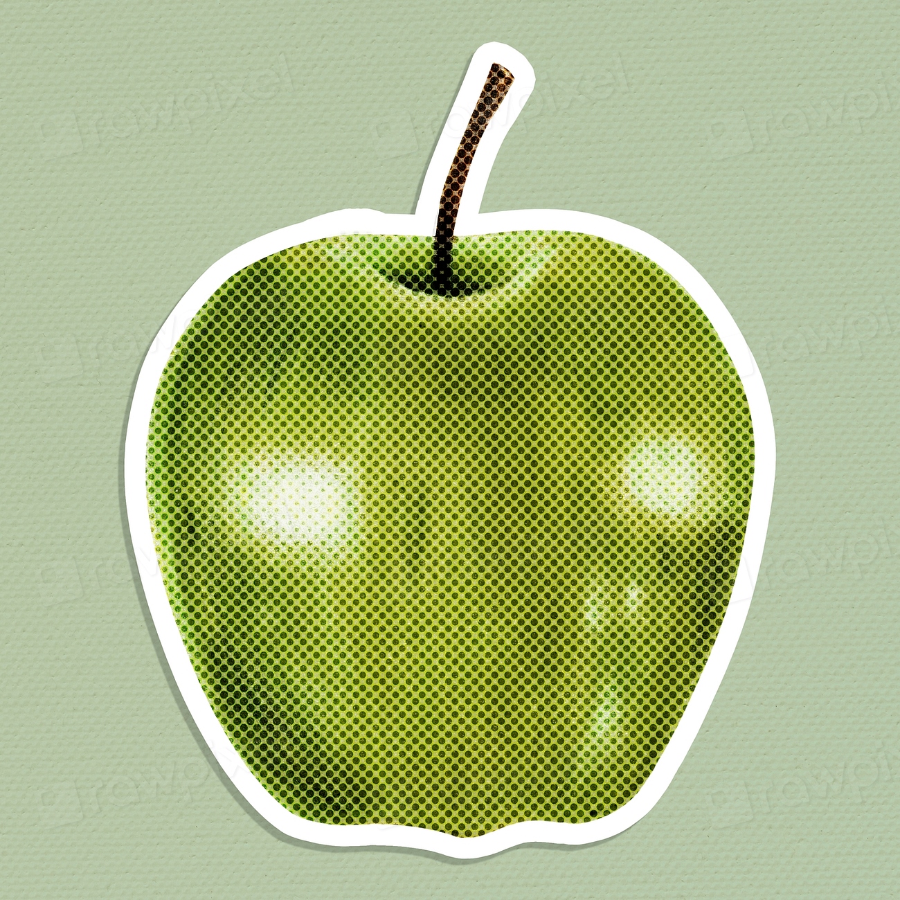 Halftone green apple sticker overlay | Premium PSD - rawpixel