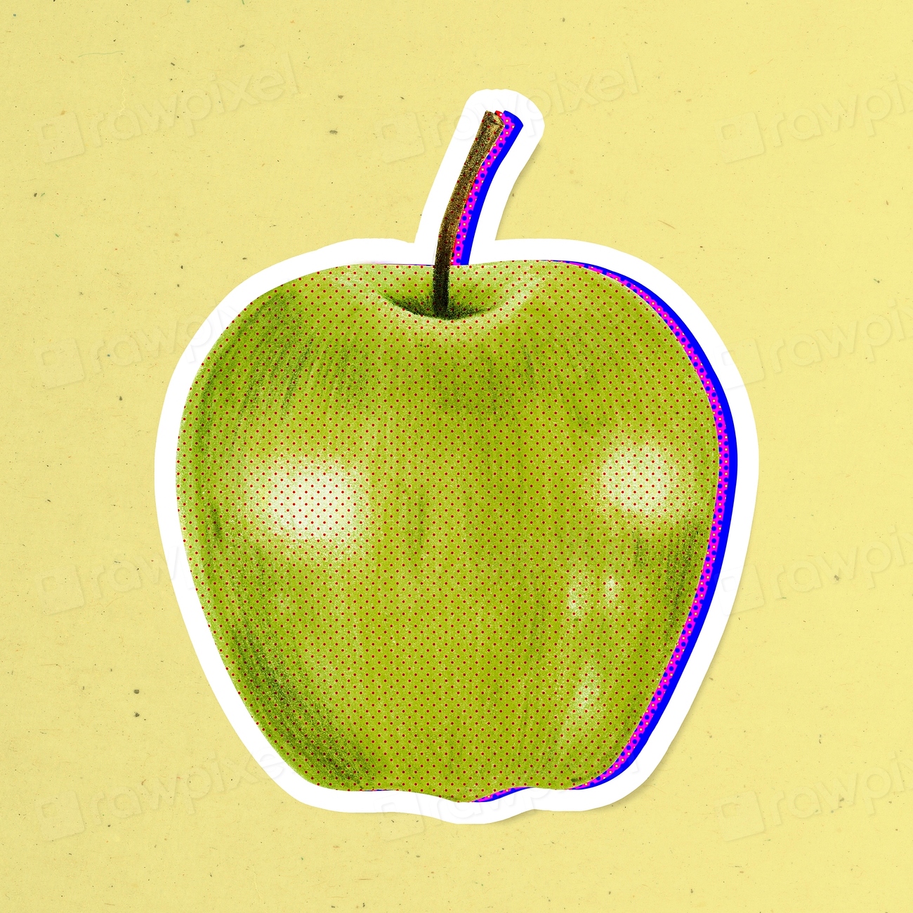 Halftone green apple sticker neon | Premium PSD - rawpixel