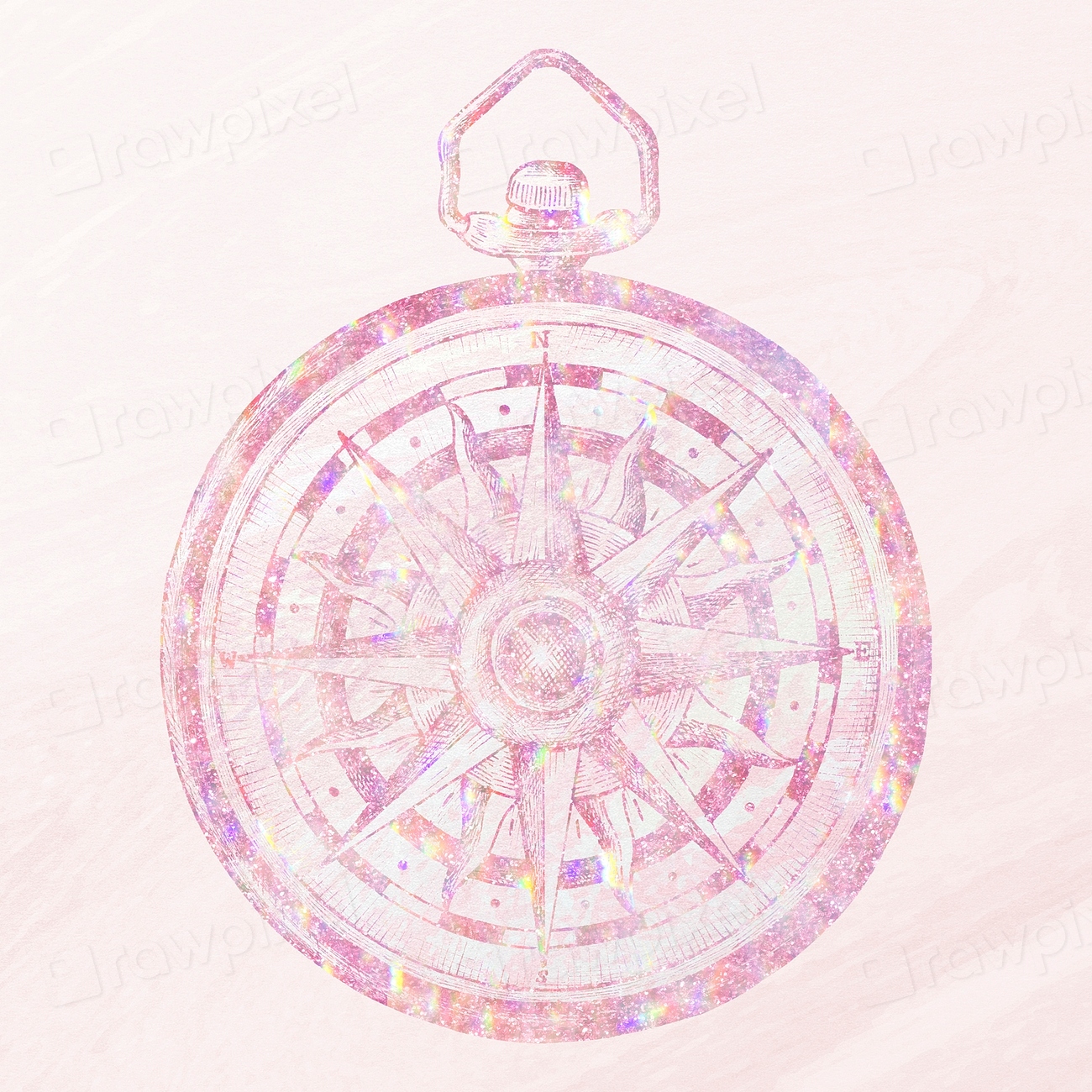 Pink holographic compass design element | Premium PSD - rawpixel