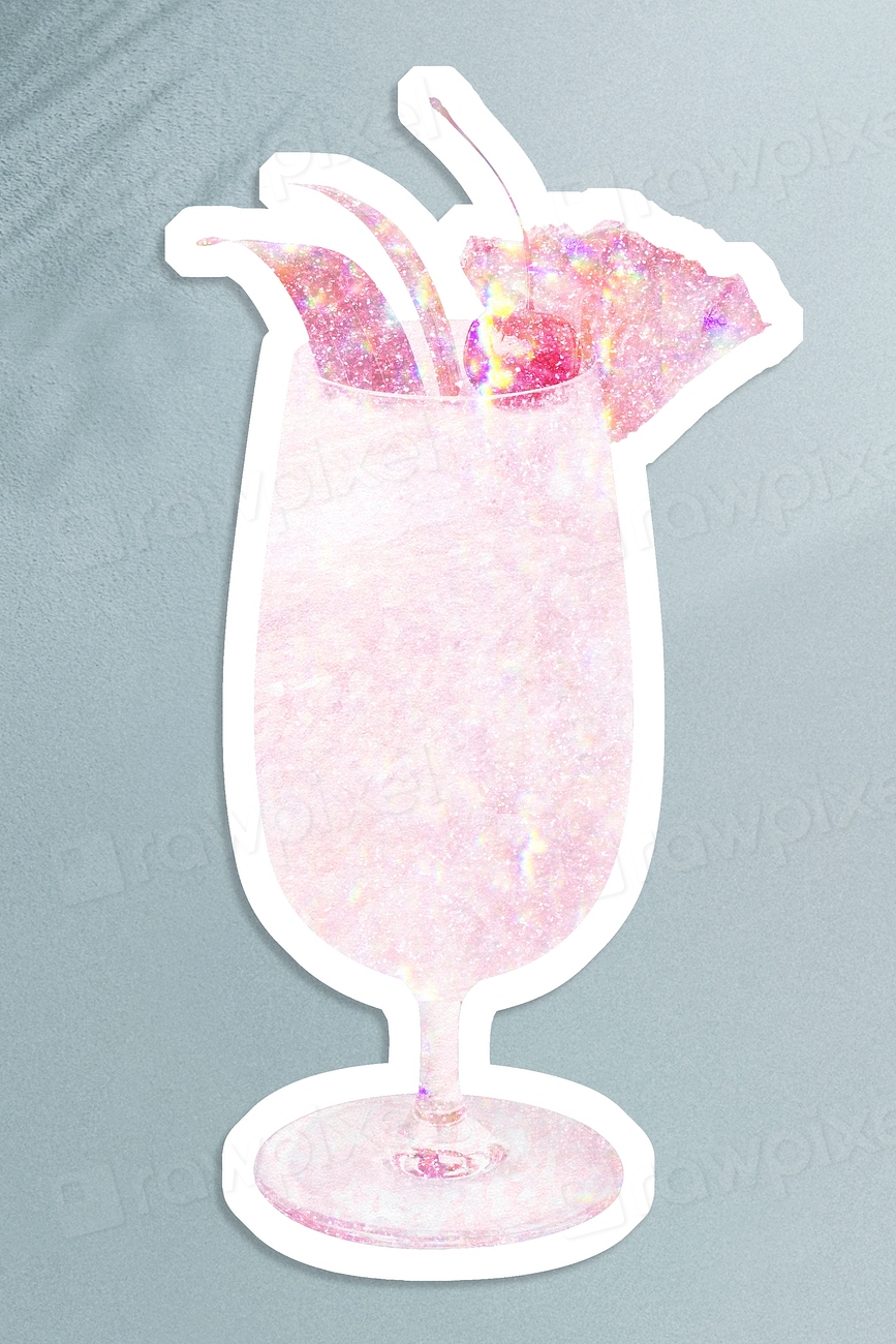 Pink holographic piña colada sticker | Premium PSD - rawpixel