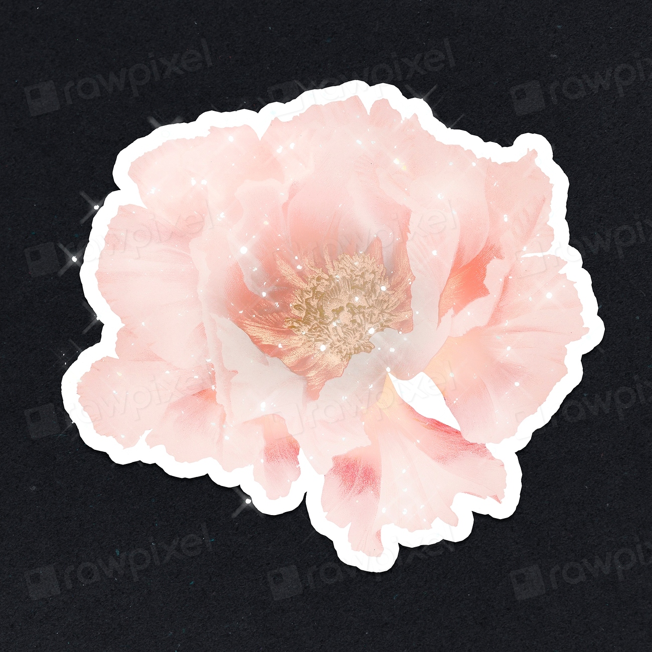Hand drawn pink peony sticker | Premium PSD - rawpixel