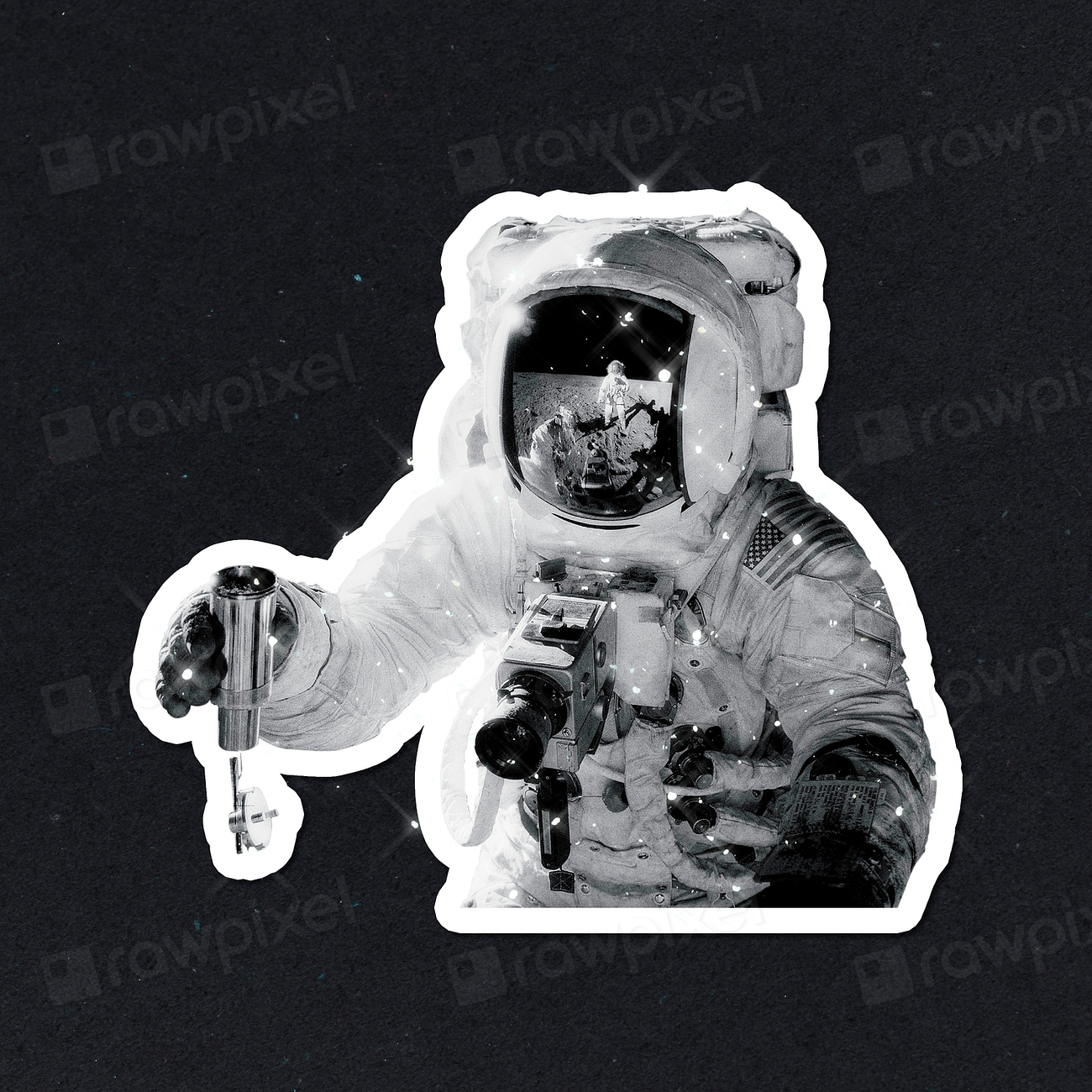 Sparkling astronaut sticker white border | Premium PSD - rawpixel