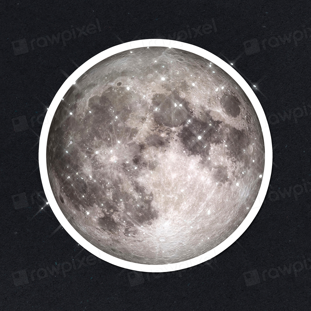 Sparkling full moon sticker white | Premium PSD - rawpixel