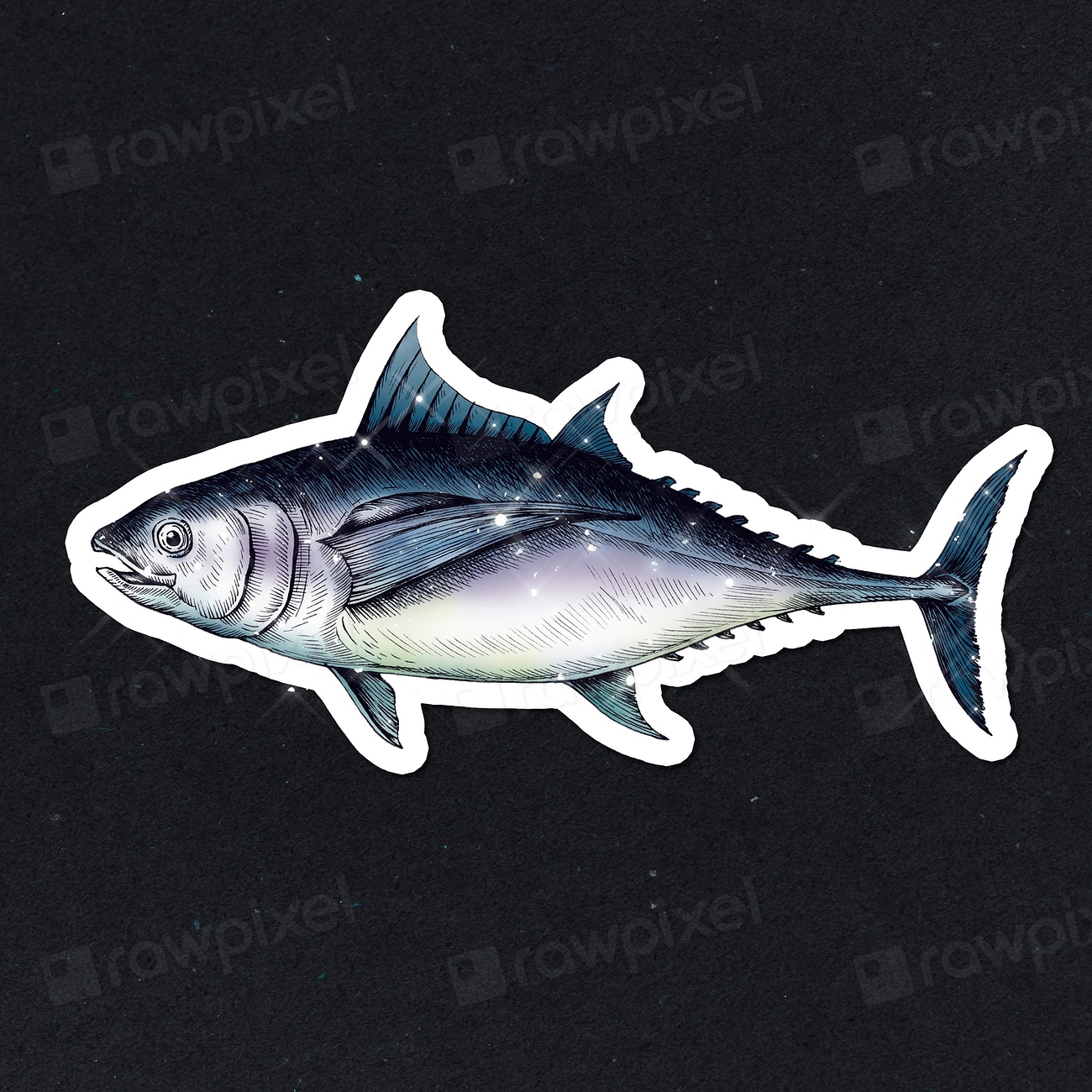 Sparkling tuna fish sticker white | Premium PSD - rawpixel