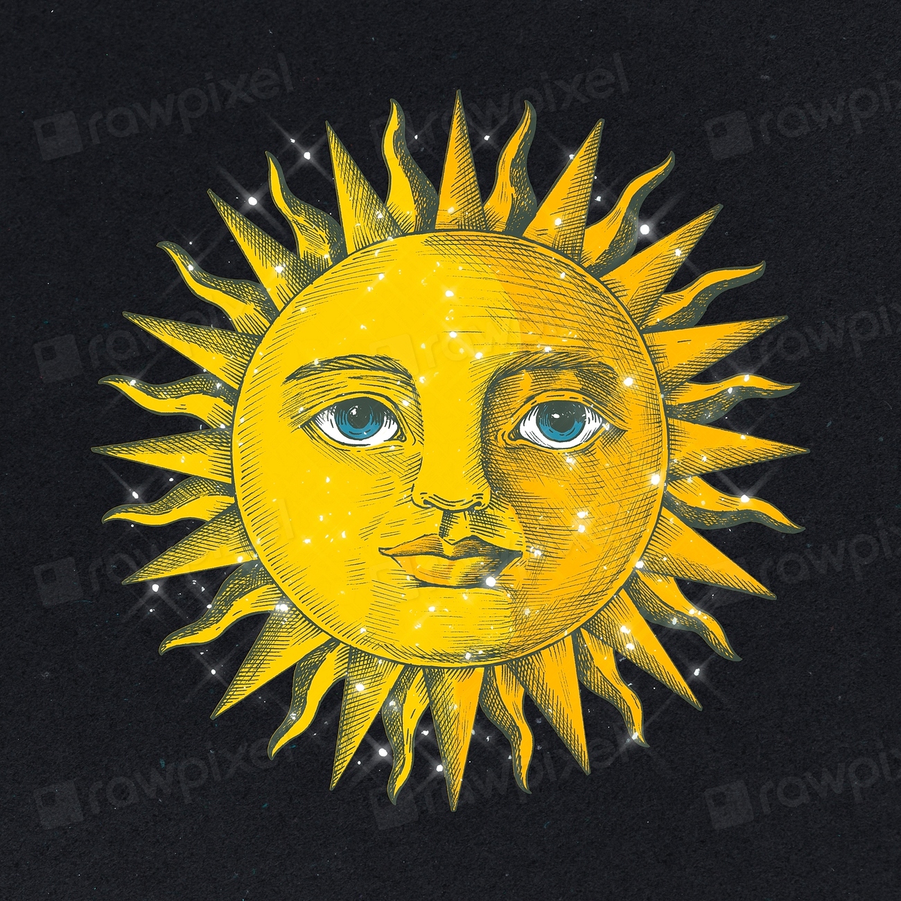 Sparkling sun face design element | Premium PSD - rawpixel