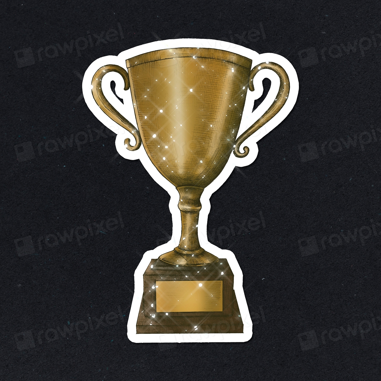 Sparkling gold trophy sticker white | Premium PSD - rawpixel