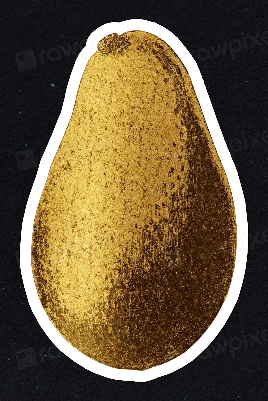 Gold avocado fruit sticker white | Premium PSD - rawpixel