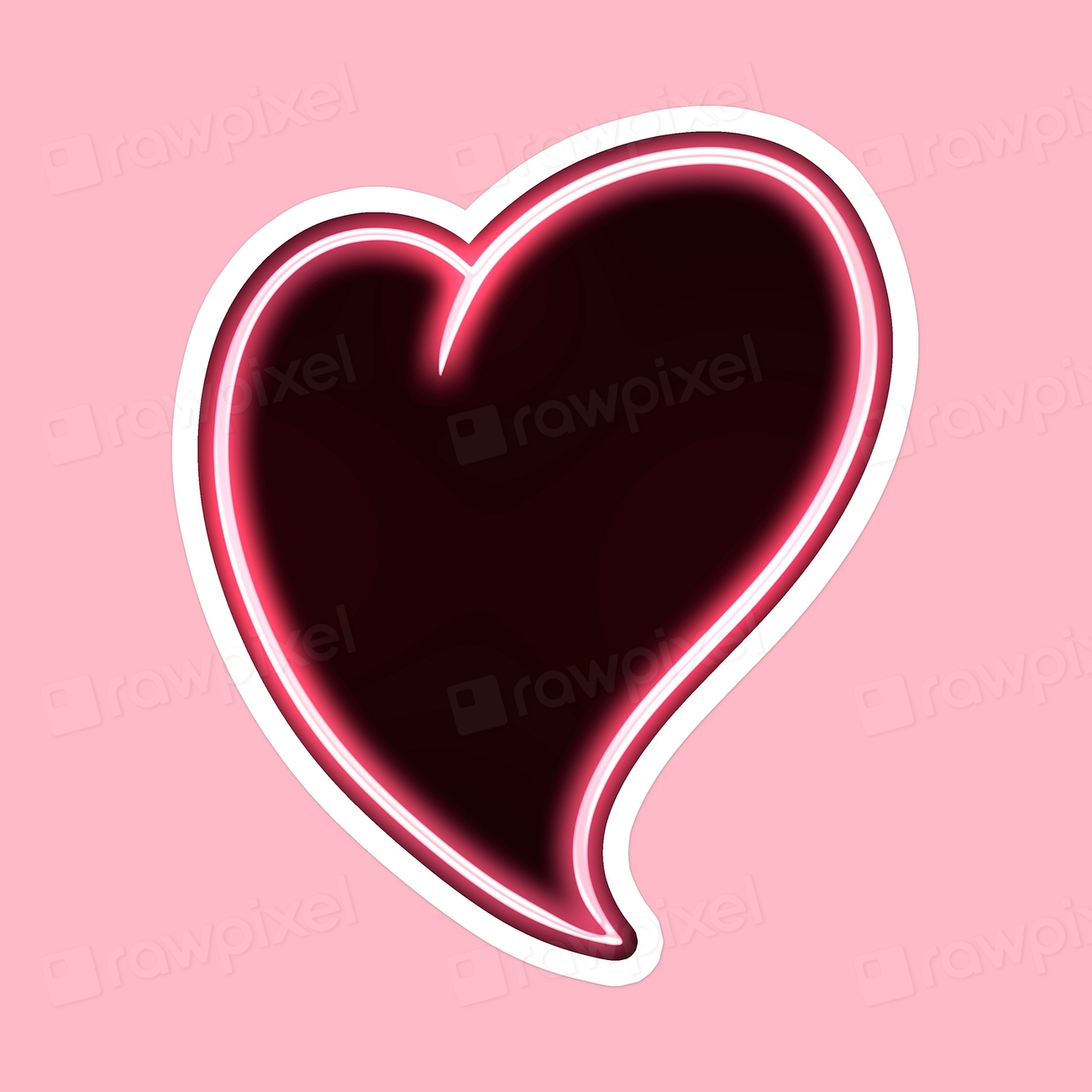 Neon red heart sticker overlay | Premium PSD - rawpixel