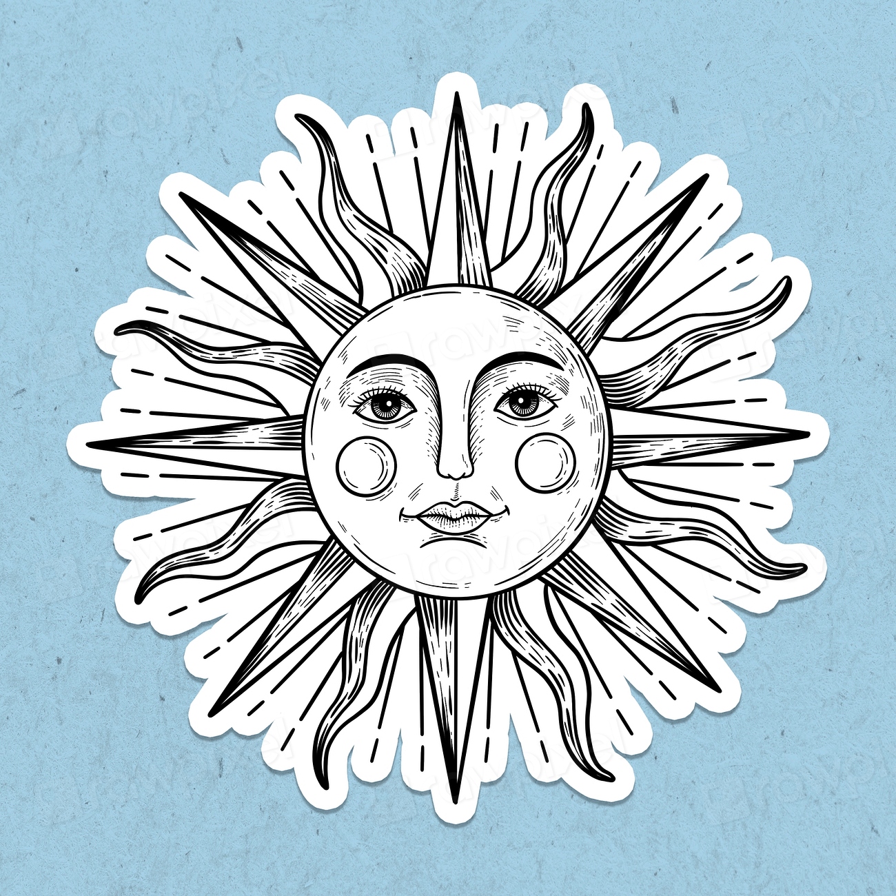 Sun face outline sticker overlay | Premium PSD - rawpixel