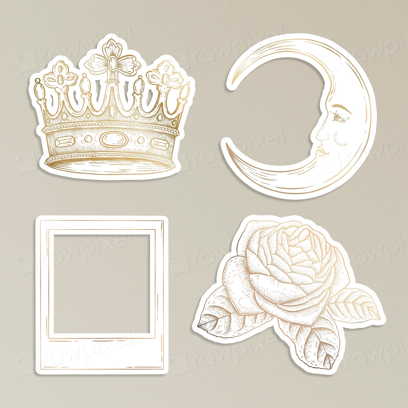 Cute golden sticker overlay set | Premium PSD - rawpixel