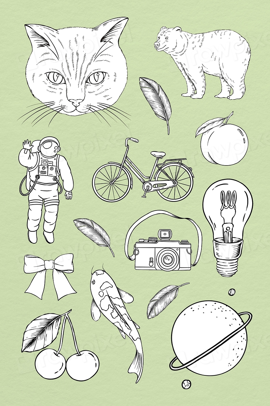 Black and white sticker set | Premium PSD - rawpixel