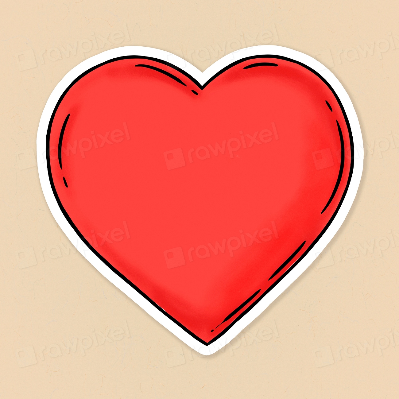 Red heart sticker white border | Premium PSD - rawpixel