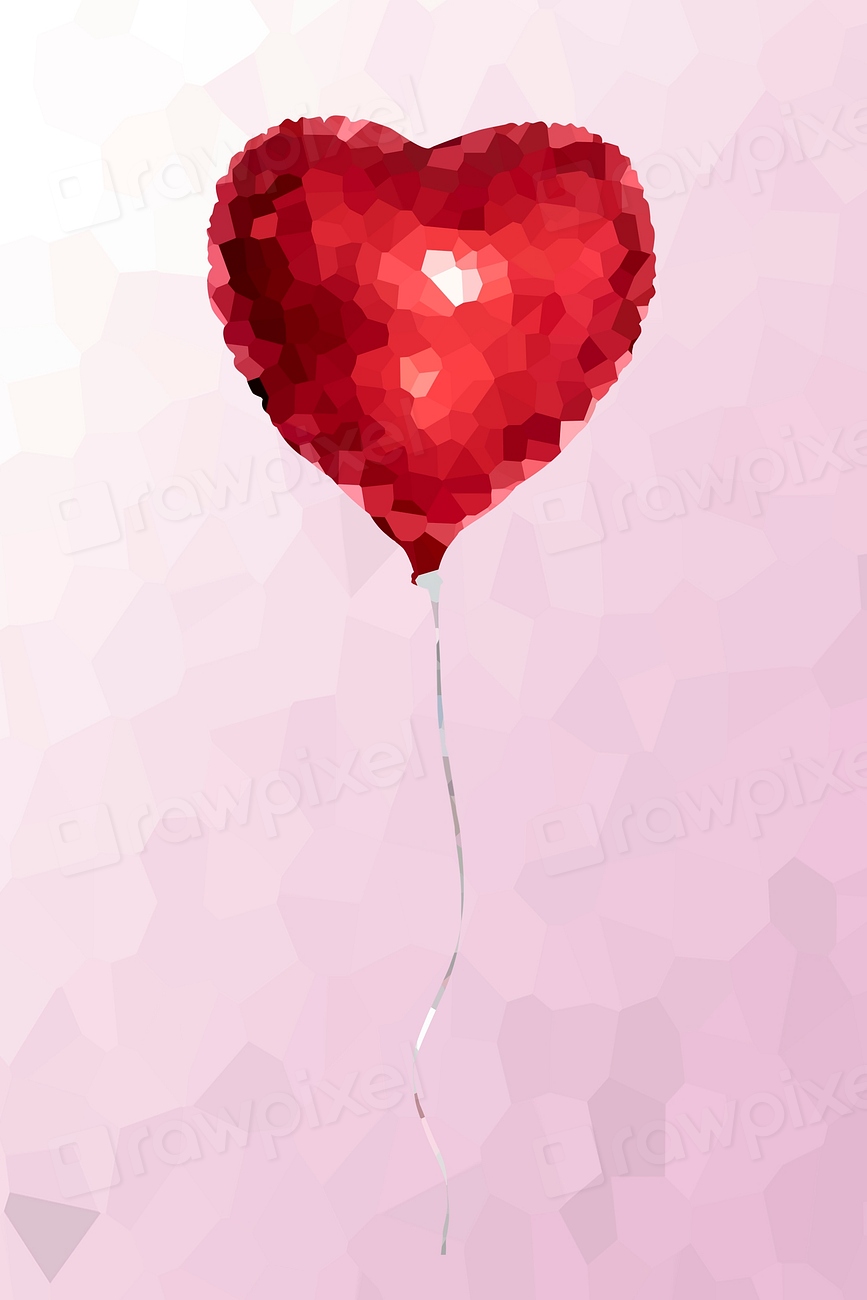 Crystallized style heart-shaped balloon illustration | Premium PSD ...