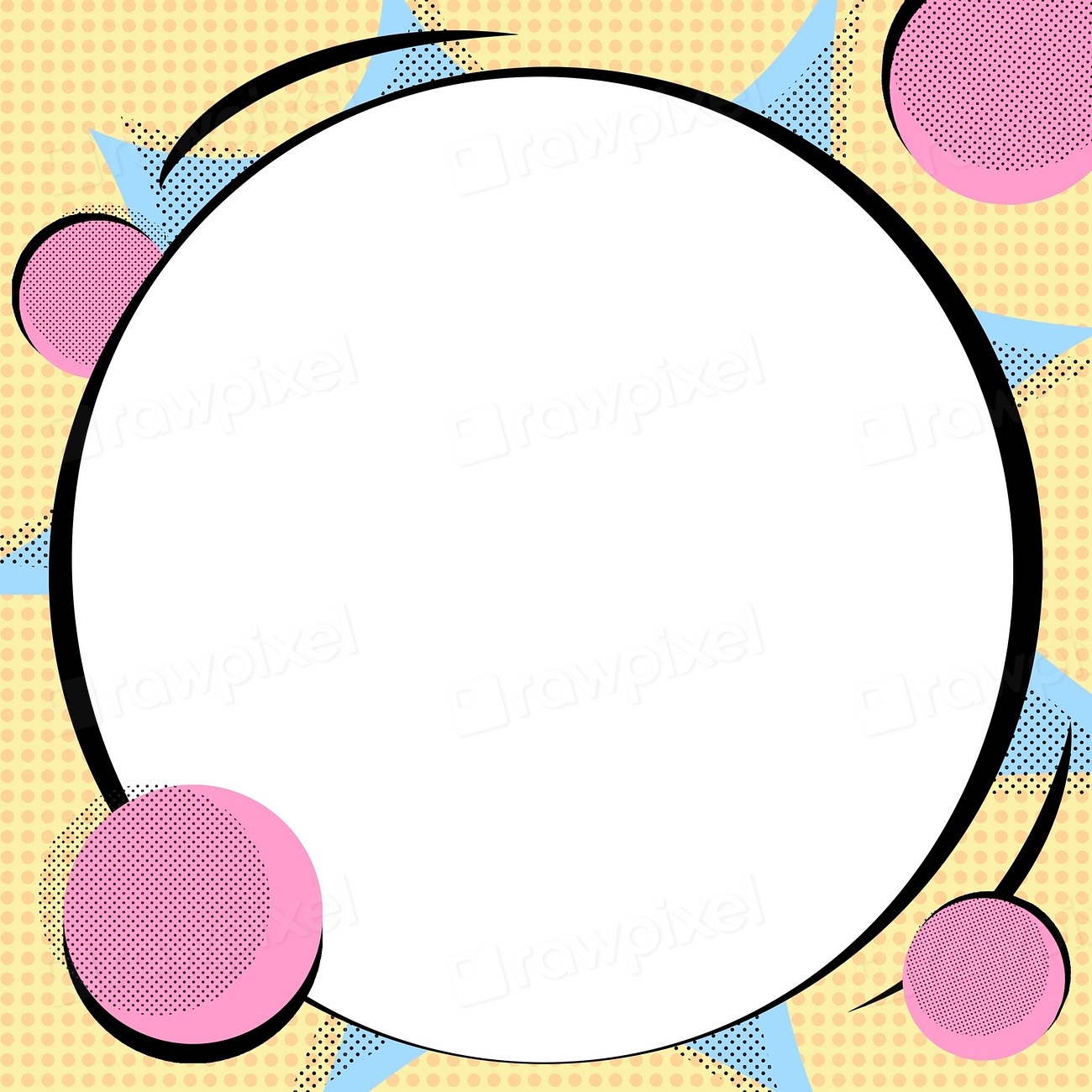 Round frame cartoon effect speech | Premium PSD - rawpixel