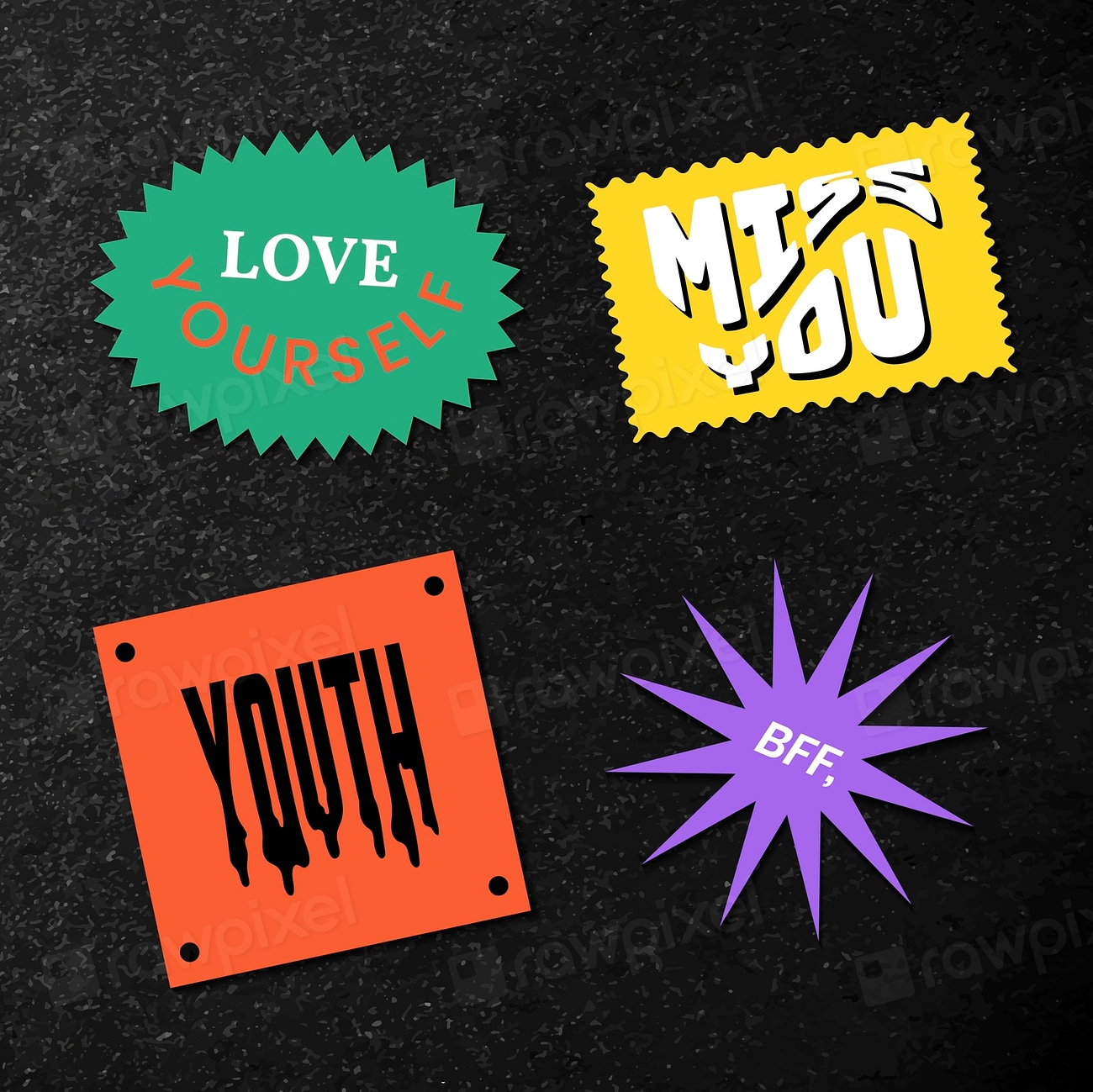 Retro text sticker vector set | Premium Vector - rawpixel