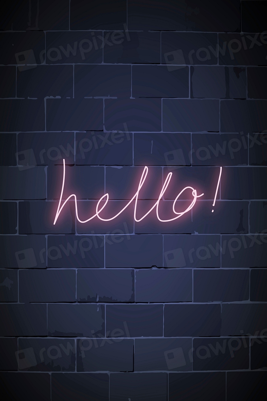 Hello neon sign brick wall | Premium Vector - rawpixel