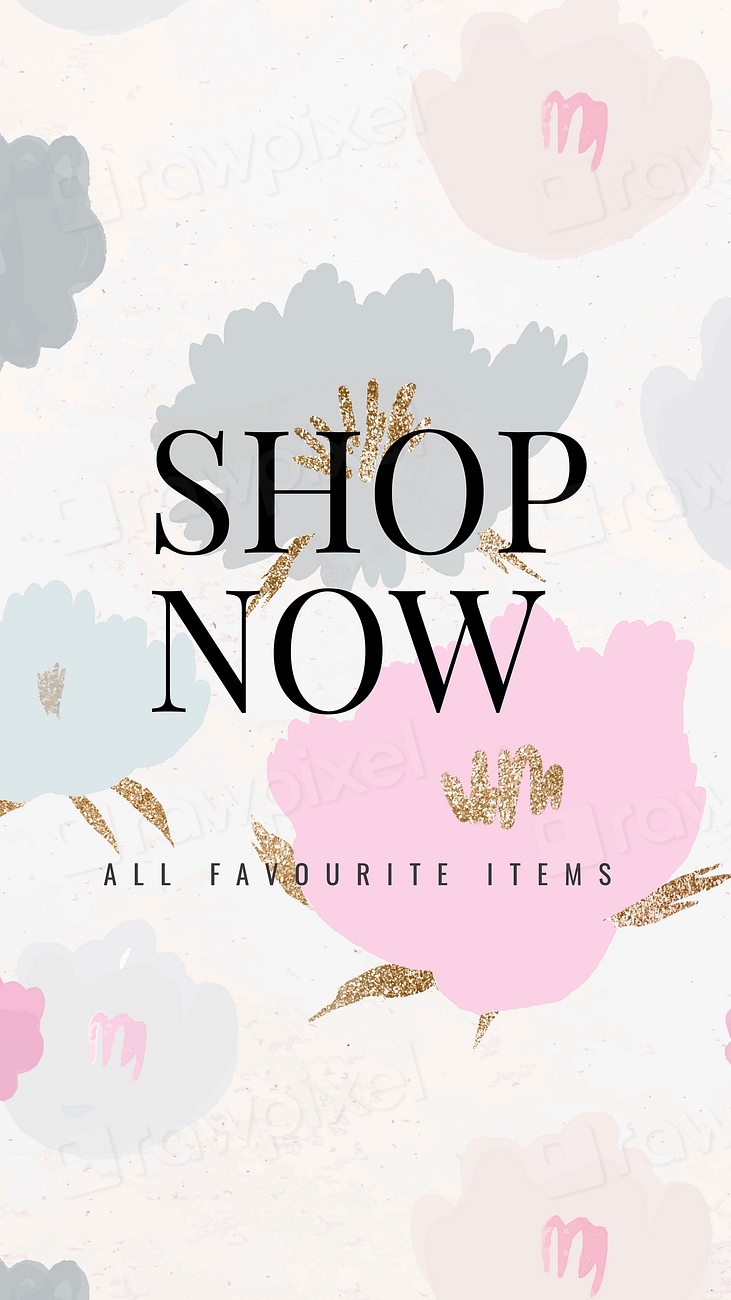 Shop now text promotion floral | Premium Vector Template - rawpixel