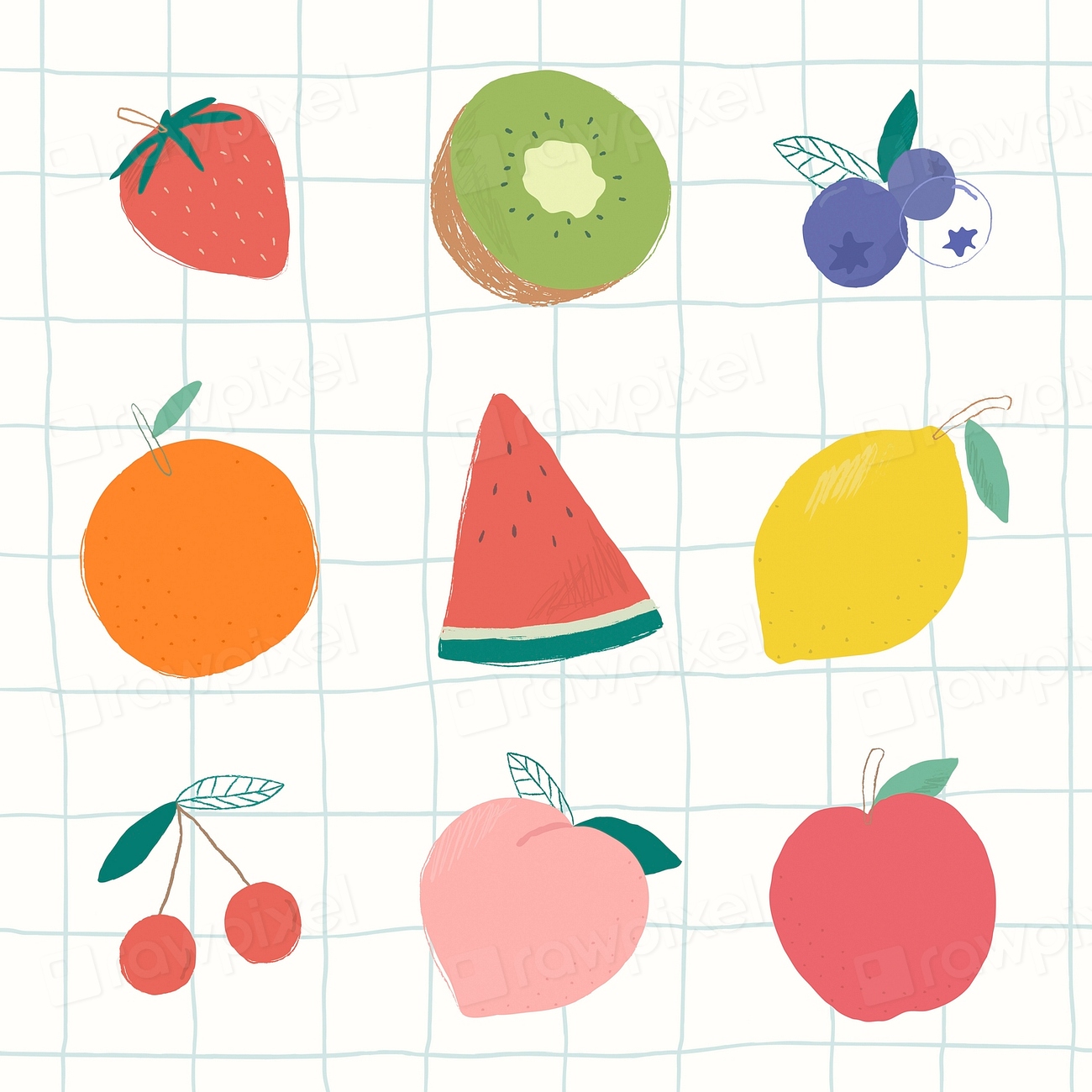 Colorful pastel fruit illustration set | Premium Photo - rawpixel