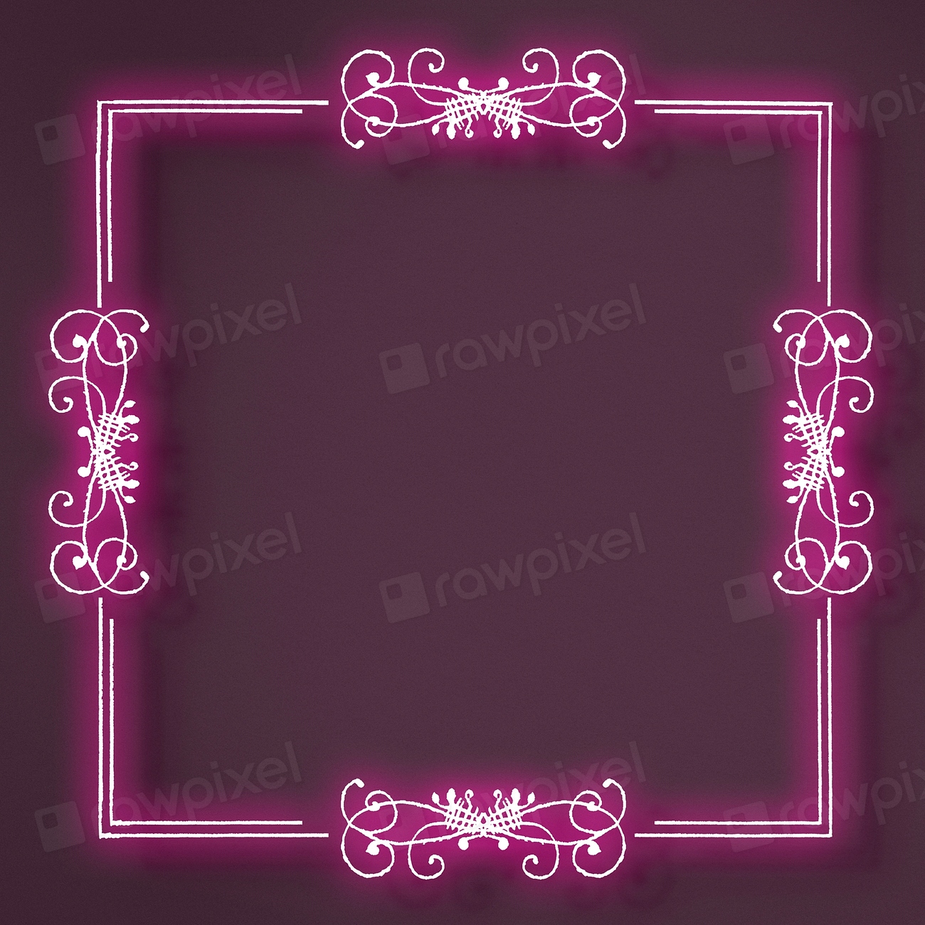 Neon pink filigree frame border | Premium PSD - rawpixel