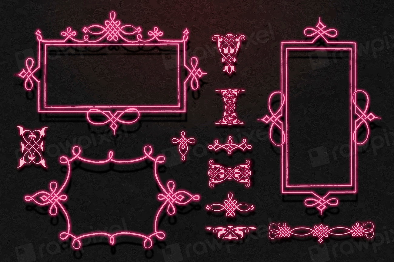 Pink neon filigree frame vector | Premium Vector - rawpixel