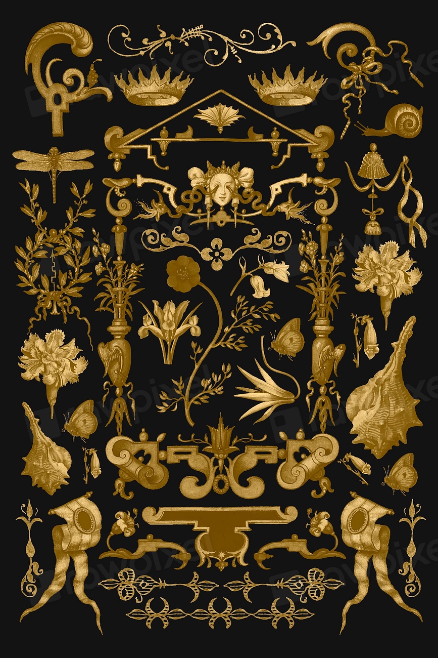 Gold antique Victorian decorative vector | Premium Vector Illustration ...