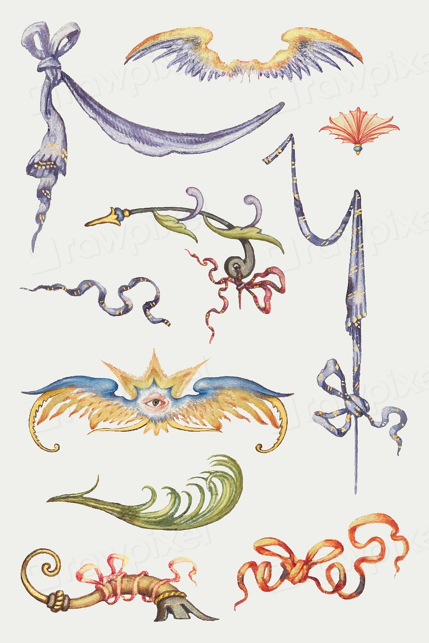 Heraldic medieval ornament vector collection, | Premium Vector - rawpixel