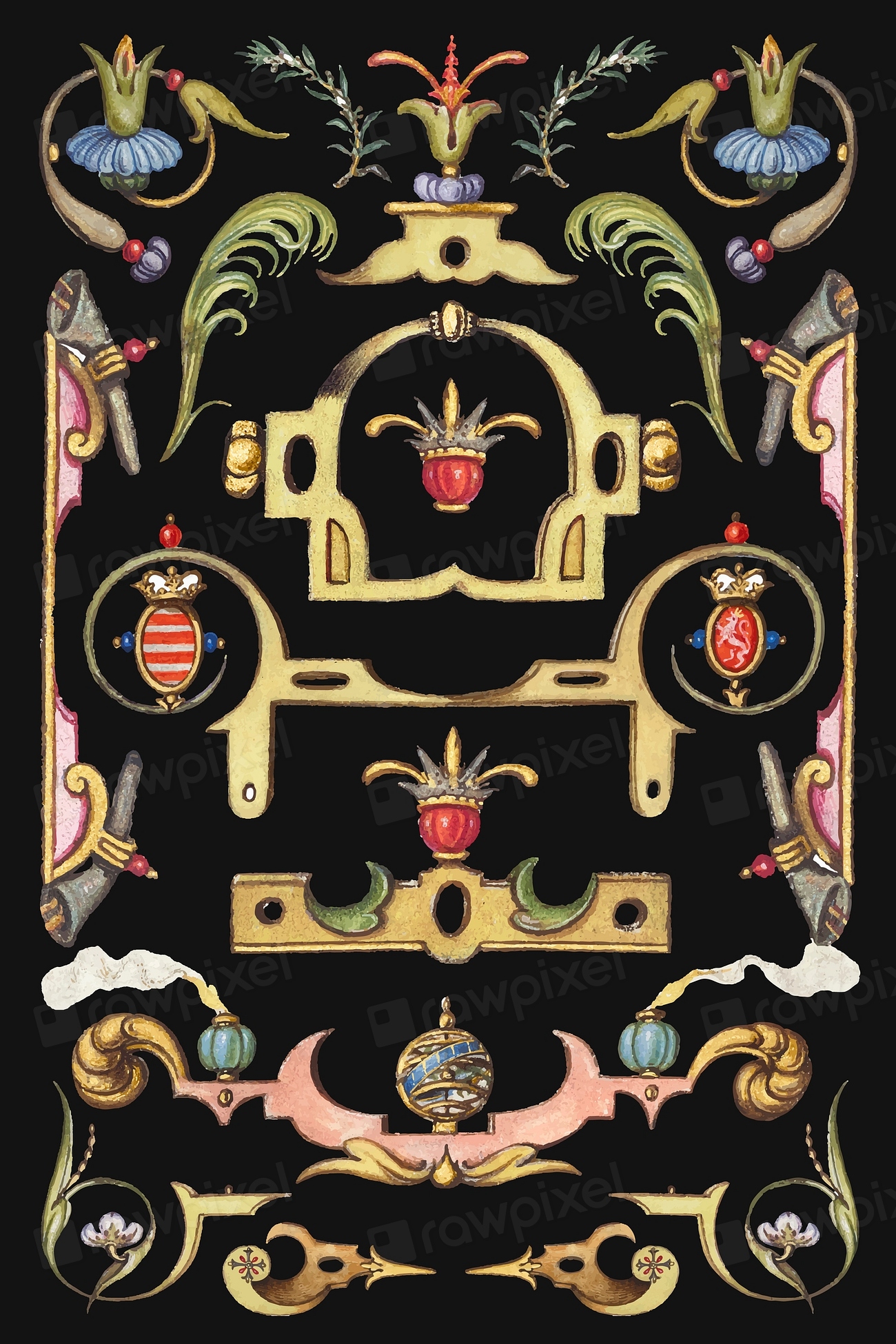 Victorian ornamental objects vector hand | Premium Vector - rawpixel