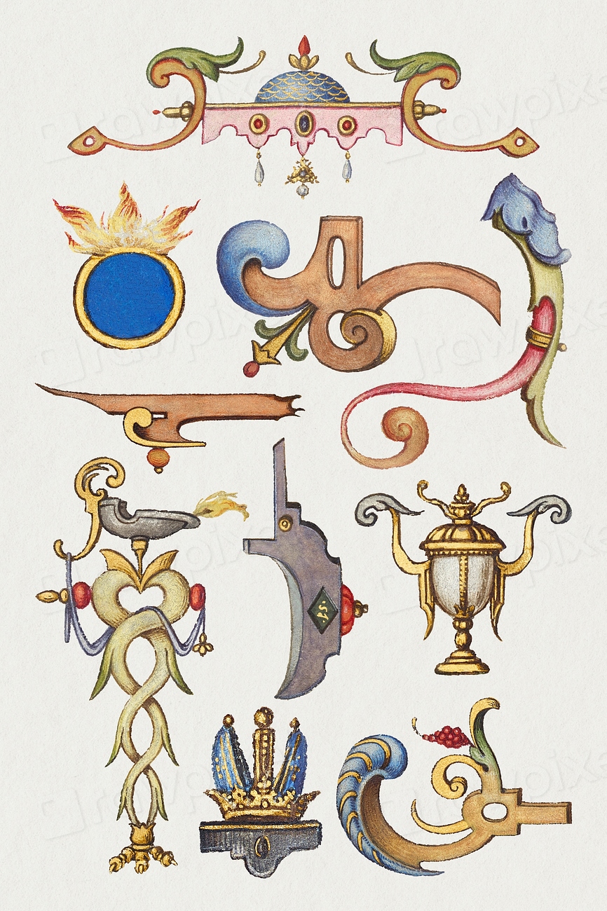 Psd victorian objects ornamental border, | Premium PSD - rawpixel