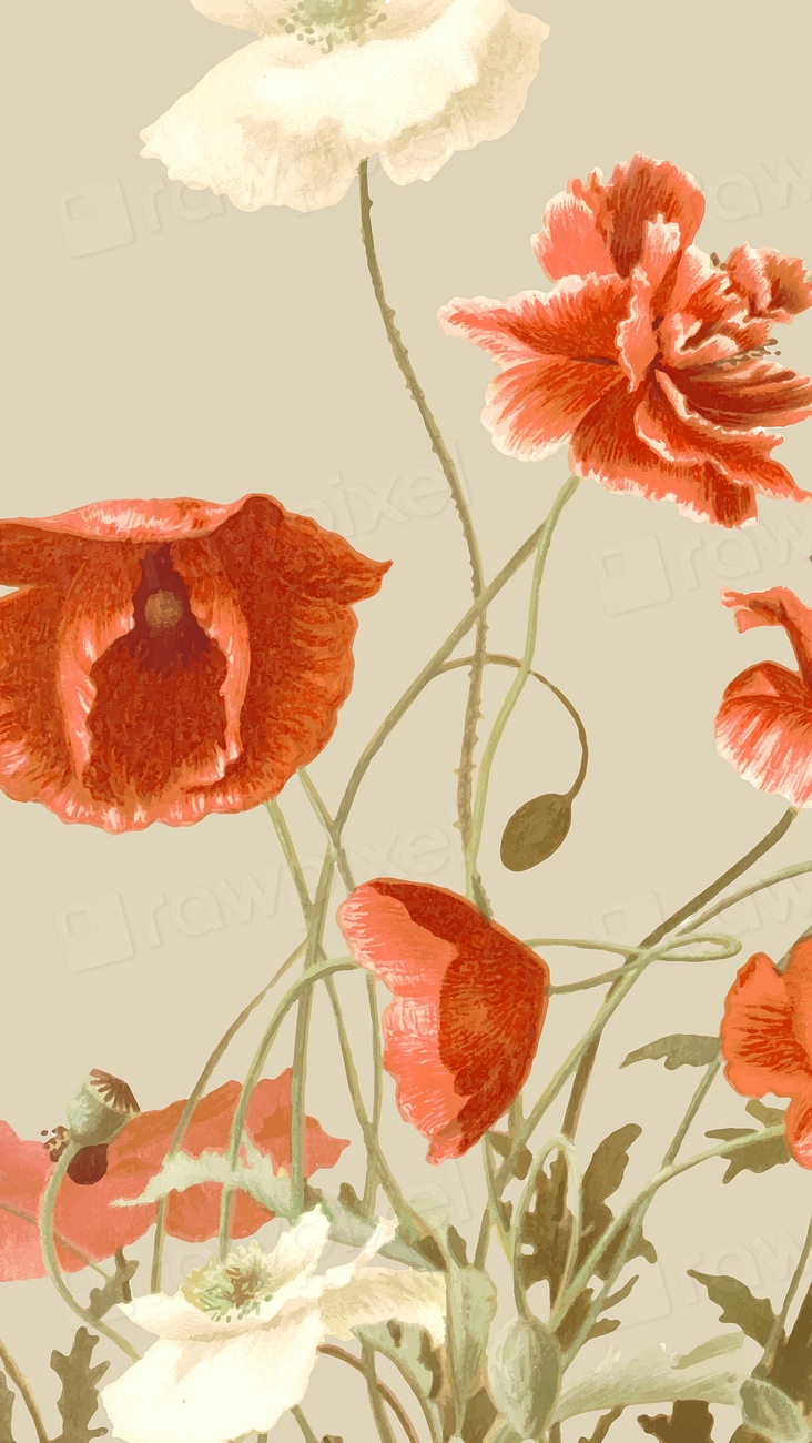Vintage floral mobile wallpaper vector | Premium Vector - rawpixel