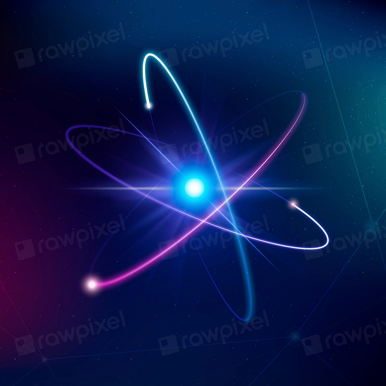 Atom science biotechnology purple neon | Premium Photo - rawpixel