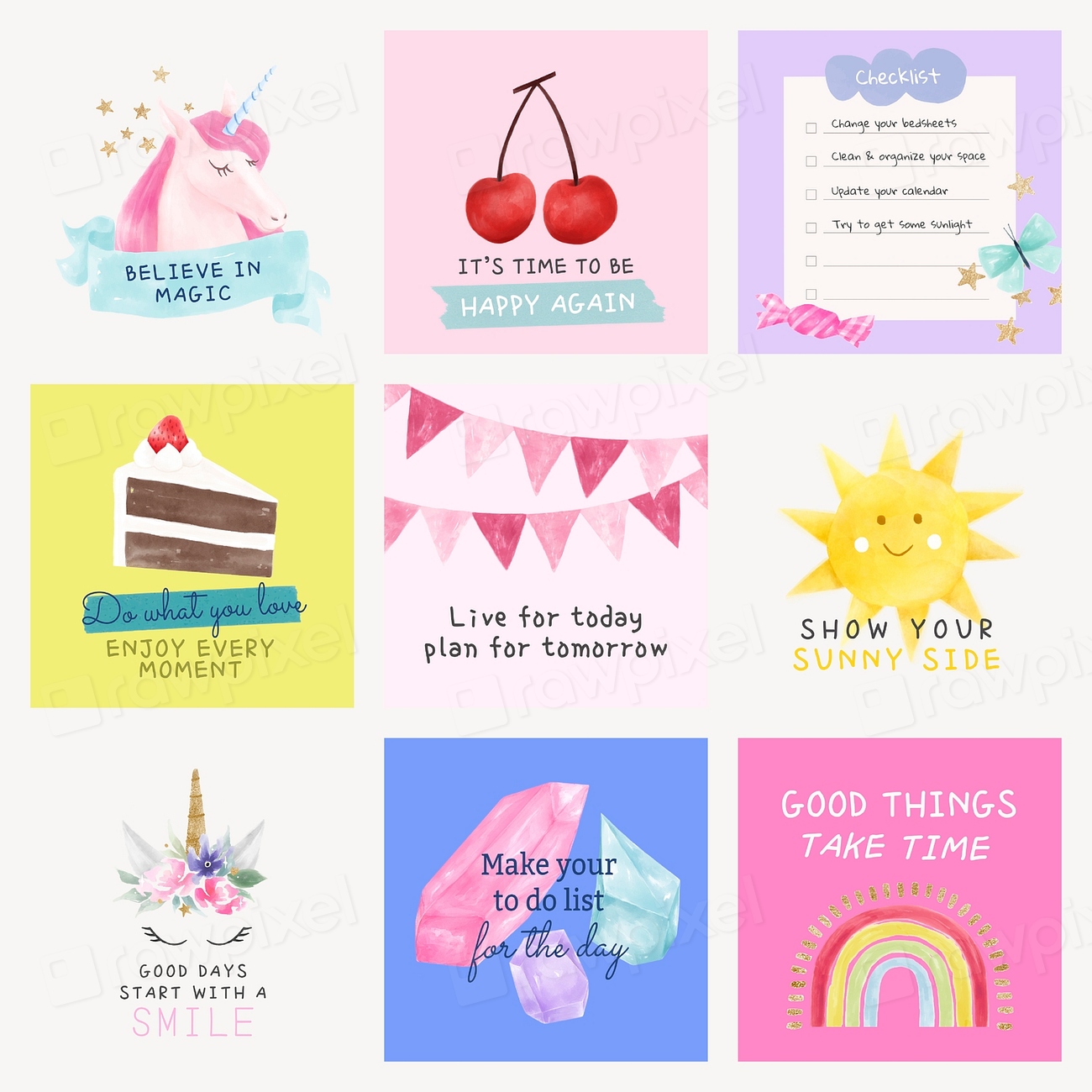 Cute Instagram post template, watercolor | Premium Vector - rawpixel