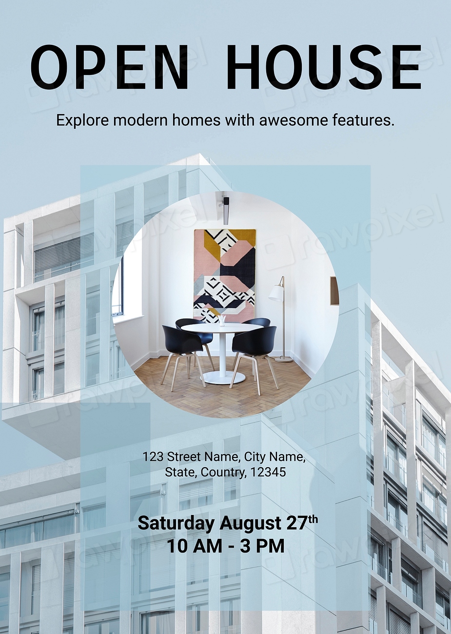 Open house editable poster template | Free PSD Template - rawpixel