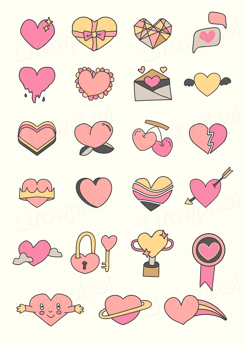Pink heart design collection vector | Premium Vector - rawpixel